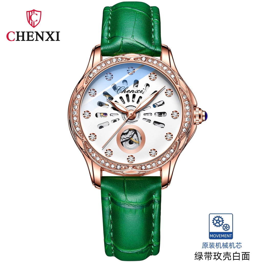 Chenxi CHENXI พร้อมส่ง นาฬิกาข้อมืออัตโนมัติ แต่งเพชรเรืองแสง กันน้ํา ...