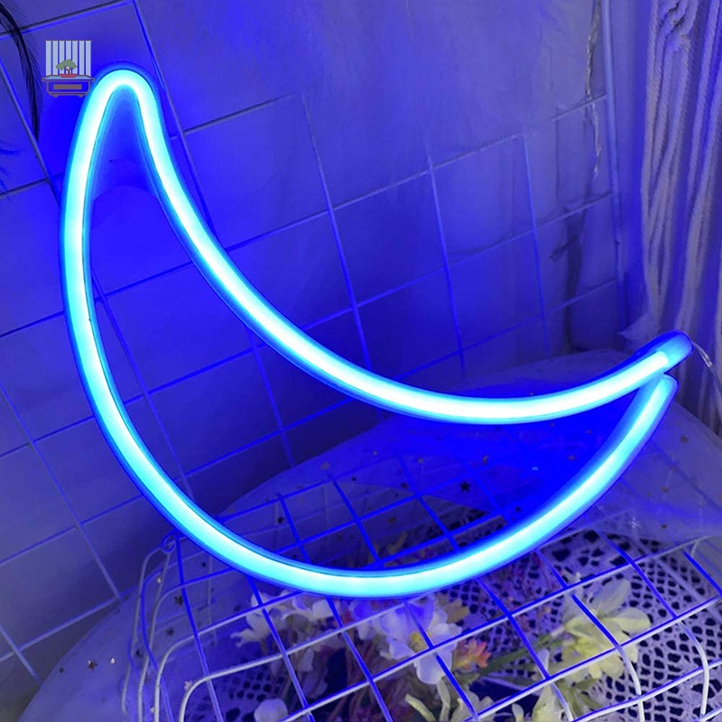 NU Moon Shaped Neon Signs Battery Powered Acrylic Wall Decor Hanging ...
