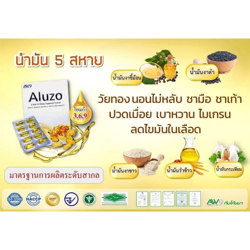 Alozo น้ำมัน5สหาย ผลิตภัณฑ์เสริมอาหารชนิด30แคปซูล ปวดเมื่อยชามือชาเท้า ...