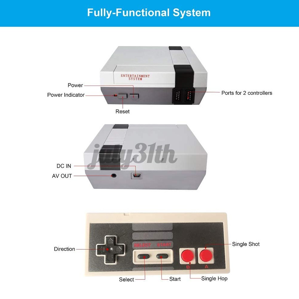 เกมส์คอนโซลขนาดเล็ก Built - In 620 Games And 2 Nes Classic Gamepads ...