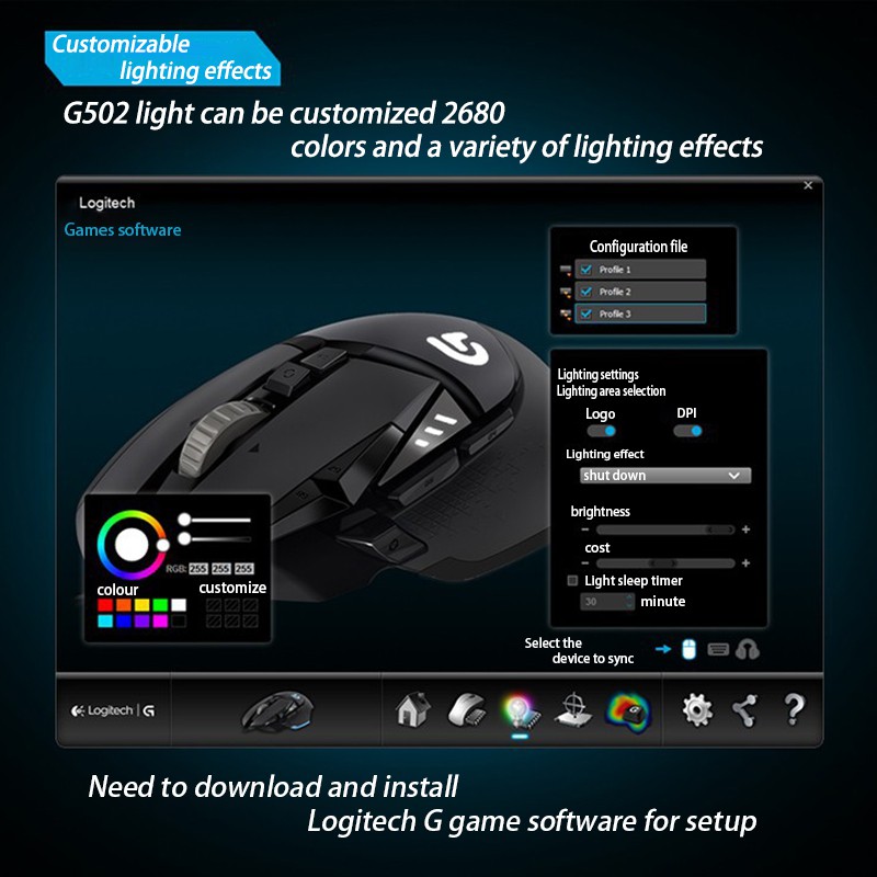GamerLogitech G502 HERO Optical HERO Sensor Mouse 16000DPI Adjustable ...