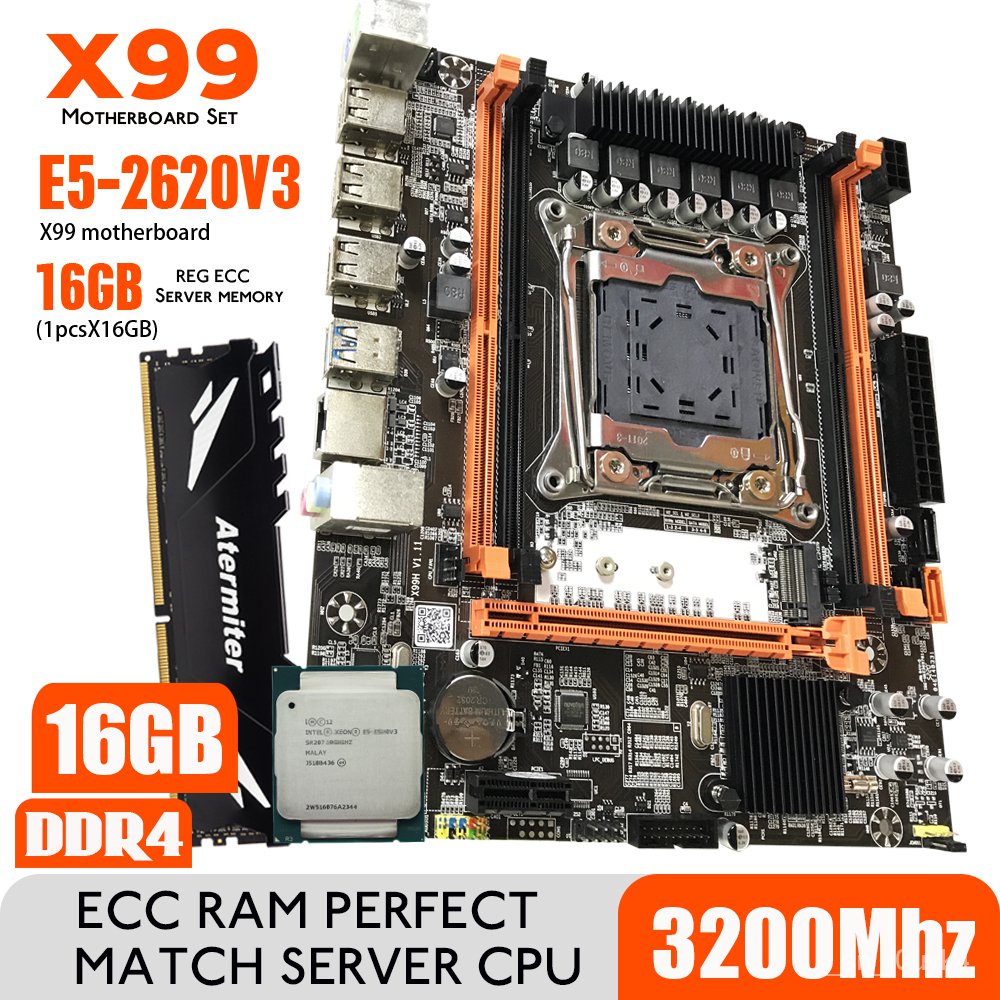 X99 DDR4 2DDR4 DIMM Motherboard Set With Xeon E5 2620 V3 LGA2011-3 CPU ...
