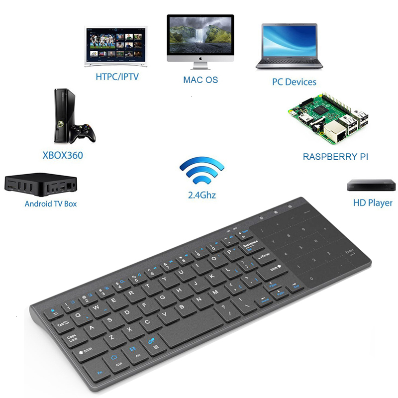 59 Keys Wireless Keyboard with Number Touchpad Mouse 2.4G Thin Numeric Keypad for Android ...