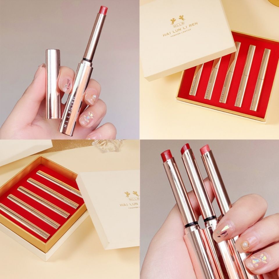 Perfect small thin tube lipstick set box five-piece matte velvet ...