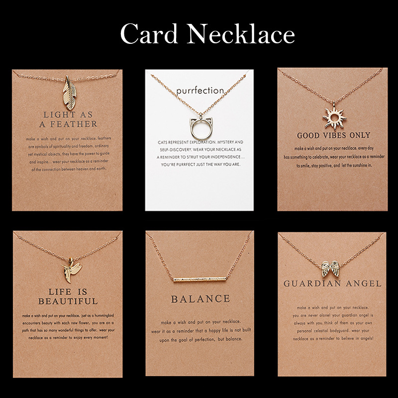 Fashion Paper Card Necklace Creative Alloy Sun Pendant Necklace Women ...