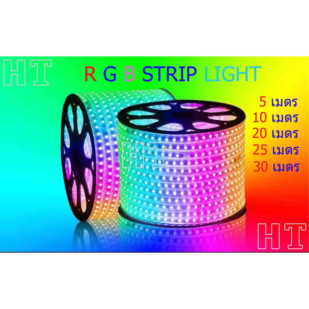 ไฟ Led 220v RGB 5050 ไฟ LED ไฟเส้นRGB LED รุ่นไฟ1ดวงในเส้น แถบเดี่ยว ...