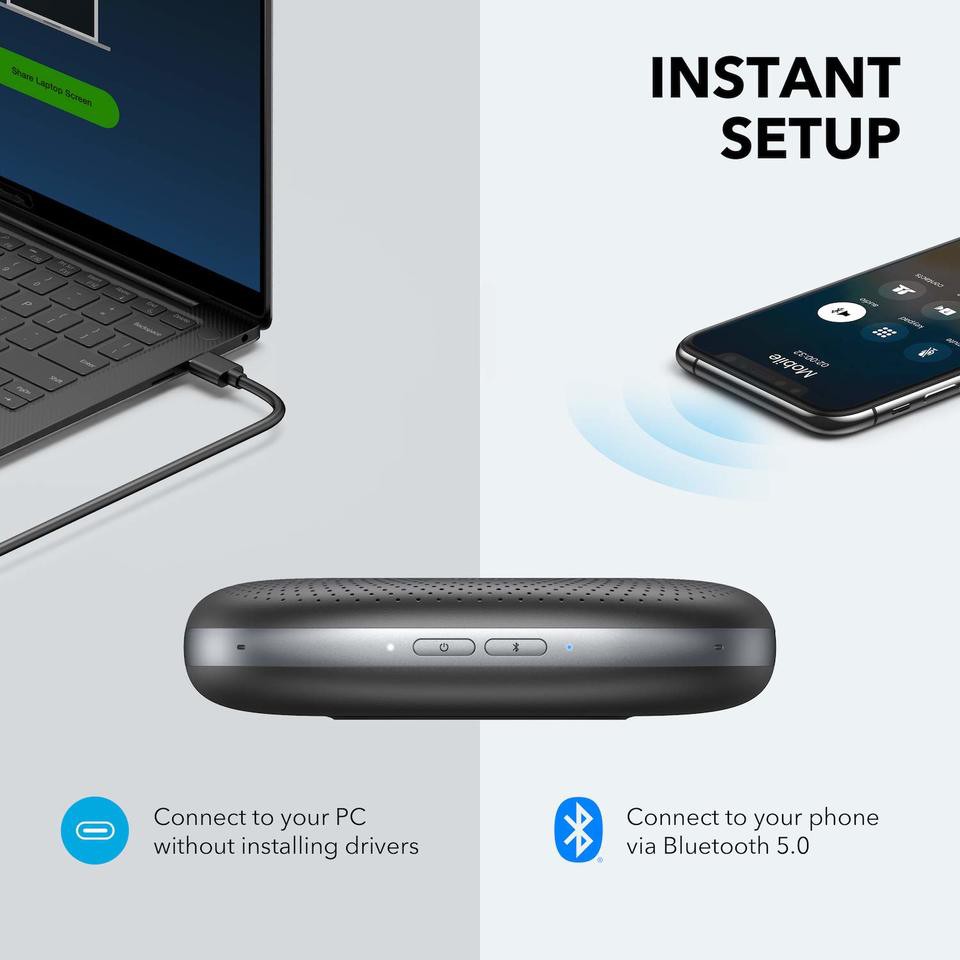 Anker A3301 PowerConf Bluetooth Speakerphone with 6 Microphones ...