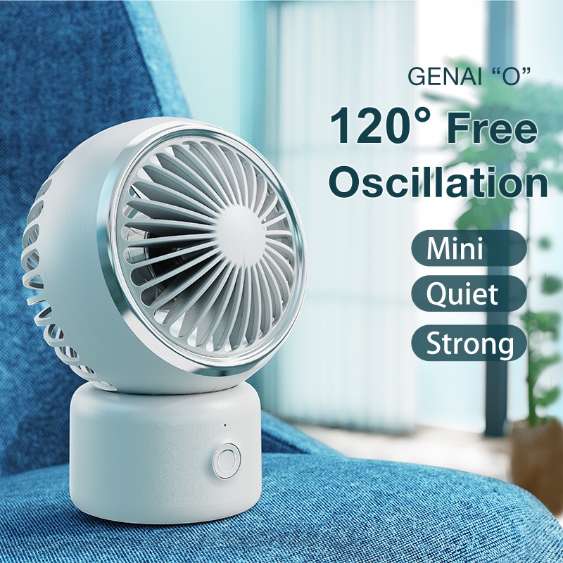 Genai Creative Portable Mini Fan USB Rechargeable Silent Travel Cooling ...