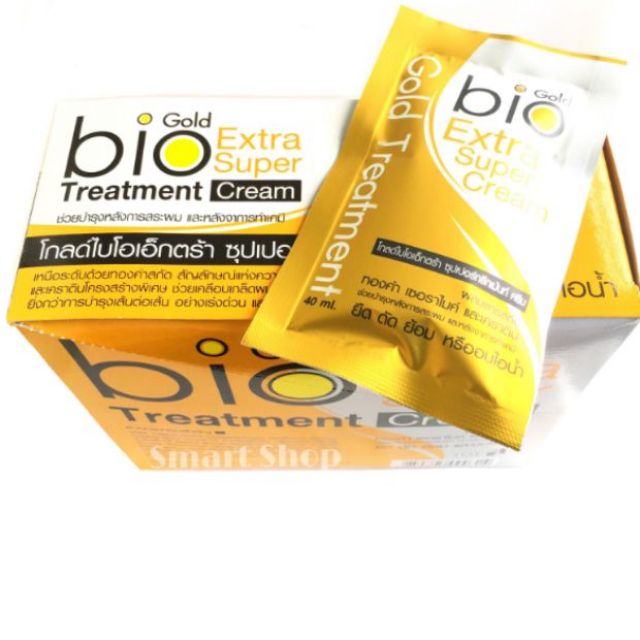 Bio Gold Extra Super Treatment ทรีทเม้นไบโอ โกลด์ สีเหลืองทอง แบบซอง ...