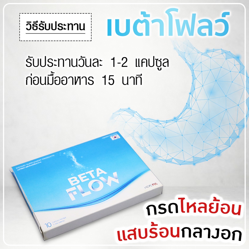 ส่งฟรี BetaFlow (เบต้าโฟลว์) 1 แผง บรรจุ 10 แคปซูล บรรเทา อาการกรดไหล ...