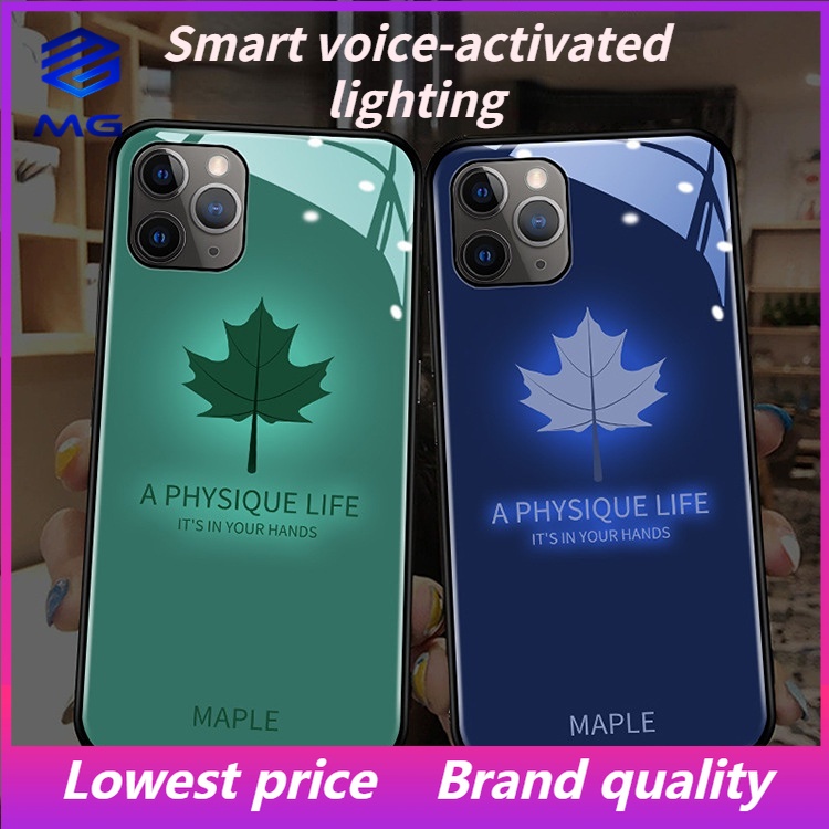 เคสโทรศัพท์มือถือกระจก LED ลายใบเมเปิ้ล MG สําหรับ Samsung S21 S30 S21 ...