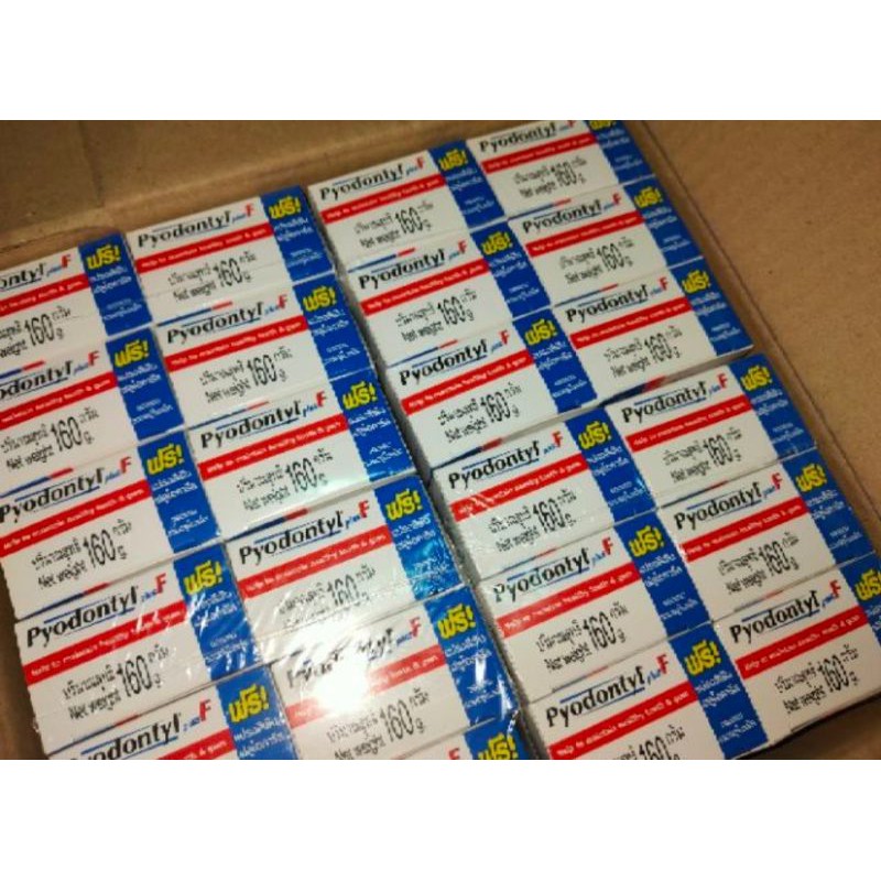 10.10(ขายส่งยกแพ็ค 6 หลอด)แถมแปรงฟรีในแพ็ค คละสี Pyodontyl plus F ยาสี ...