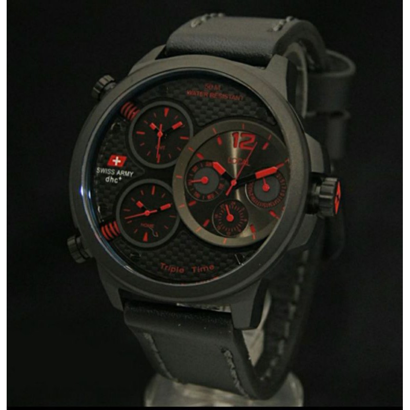 Swiss 2230 Triple Time Original นาฬิกาข้อมือ สายหนัง สําหรับผู้ชาย ...