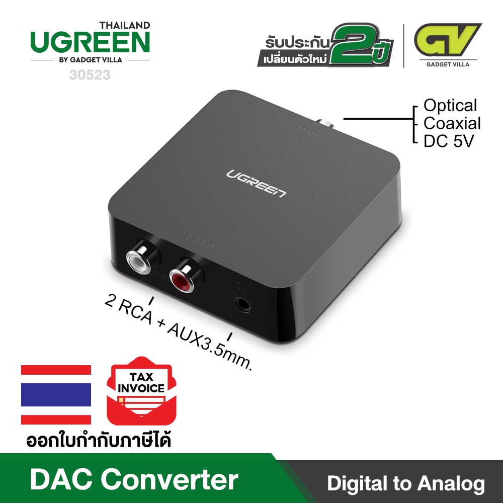 UGREEN รุ่น 30523 ตัวแปลงช่องต่อ Optical DAC ส่งสัญญาณ Digital (ดิจิทัล ...
