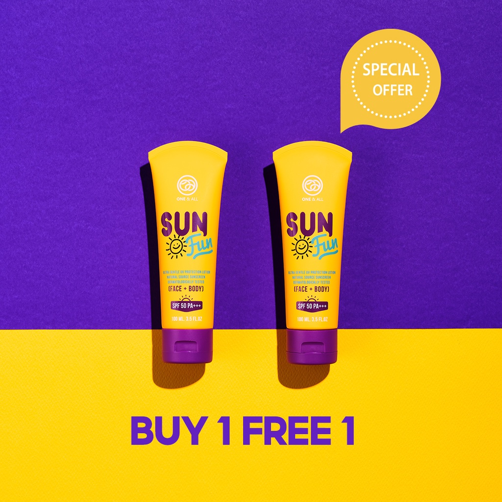 (ซื้อ1แถม1)ครีมกันแดด สูตร ธรรมชาติ OneAll Sun Fun SPF50PA(FACEBODY ...