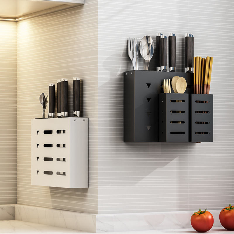 Knife rack wall mounted kitchen chopstick barrel integrated chopping ...
