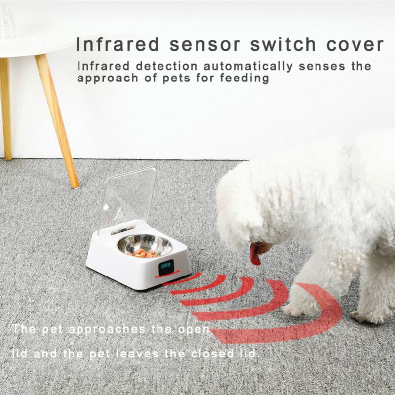 ₪350ML Dogs Cats Automatic Pet Feeder 5G Infrared Sensor Switch Cover ...