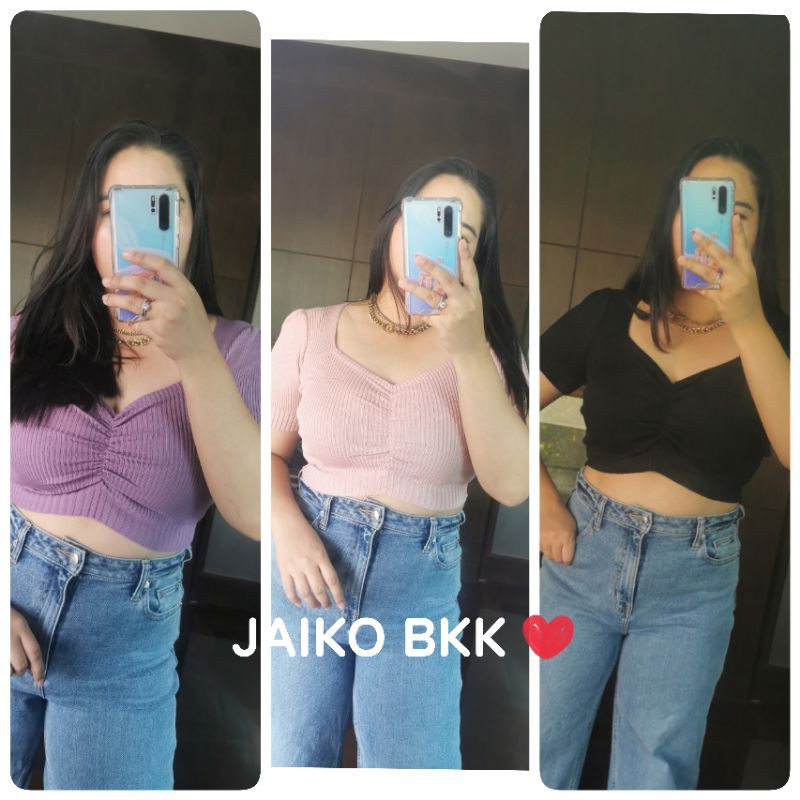 Jaiko เสื้อครอปสาวอวบ อ้วน รุ่นจีบหน้า อกถึง 44 - jaiko.bkk - ThaiPick