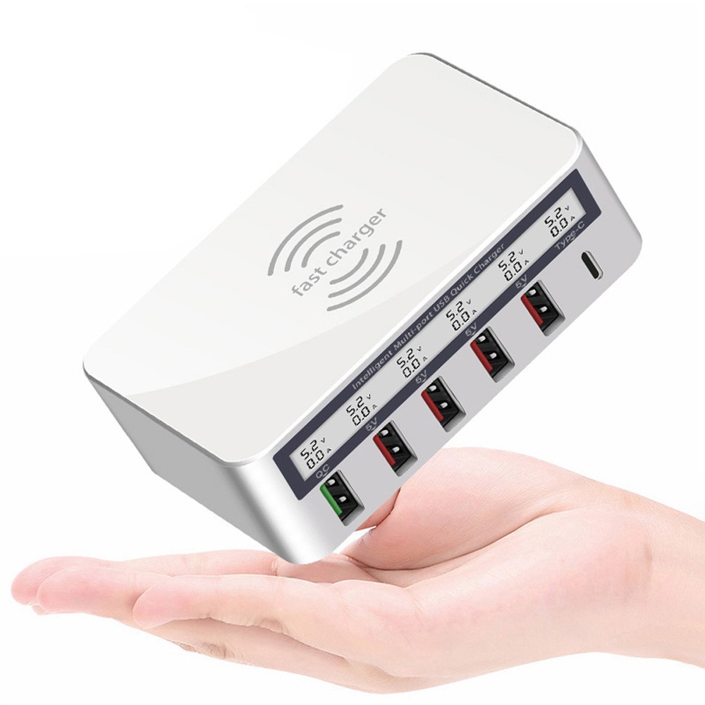 10W Wireless Charger Quick Charge 3.0 USB Type C Charger LED Display ...