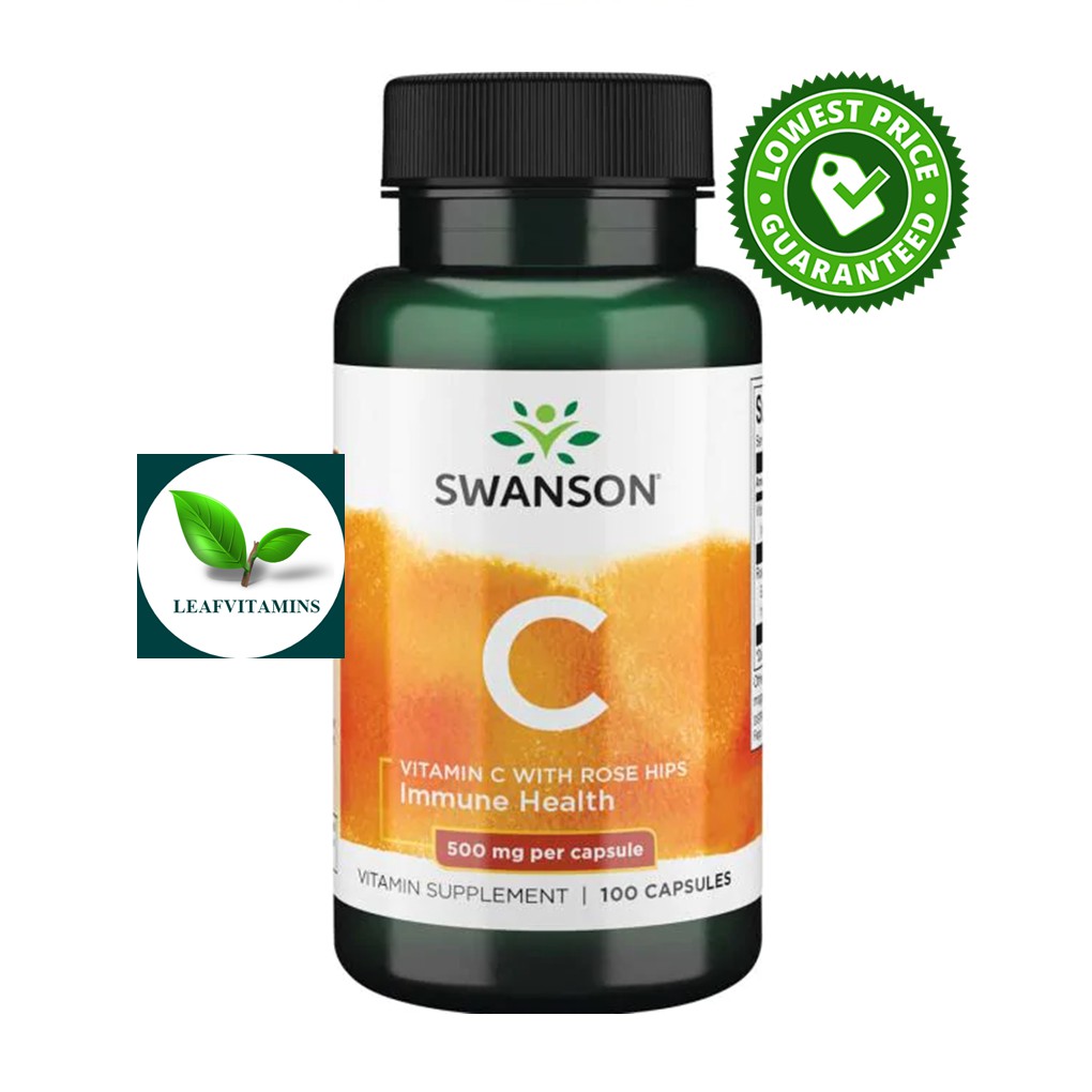 Swanson Premium Vitamin C with Rose Hips 500 mg 100 Capsules - leafvitamins - ThaiPick