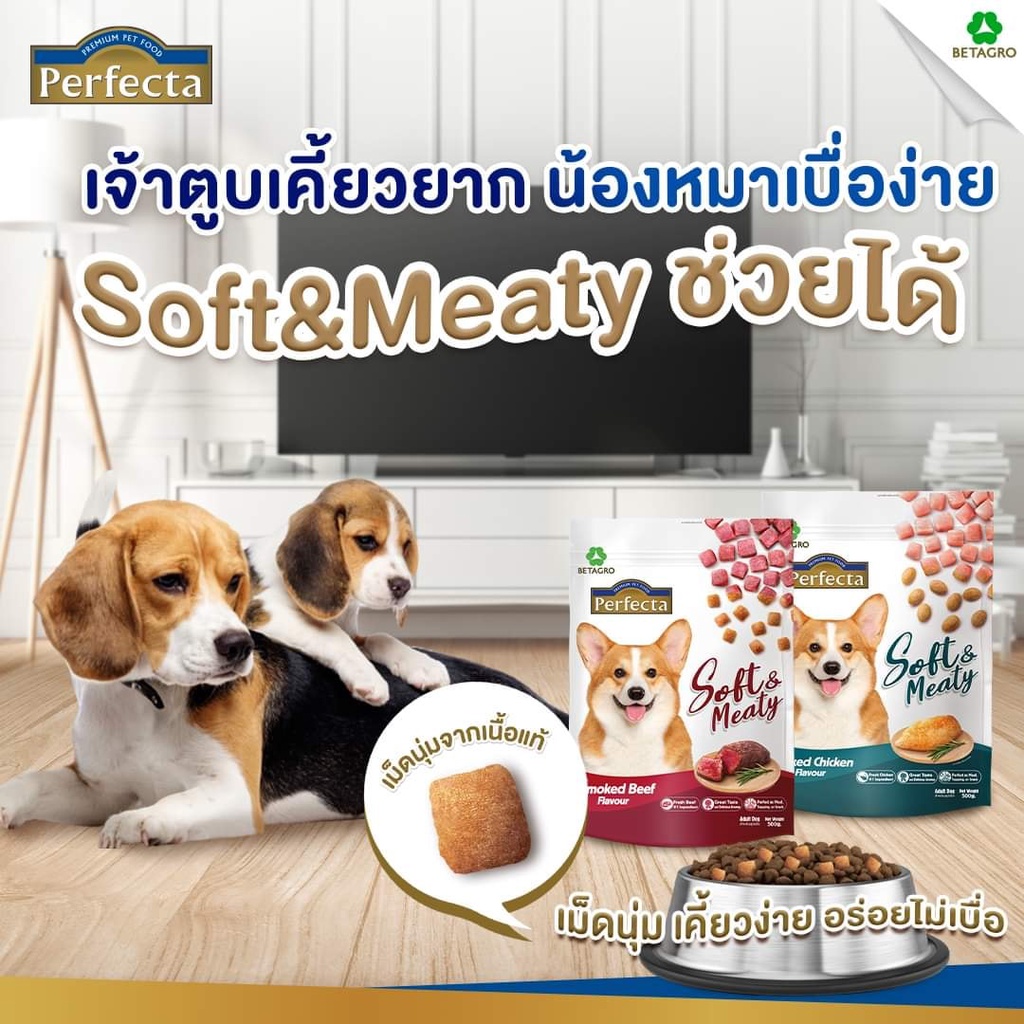 Perfecta Soft Meaty สำหรับสุนัขทานยาก อาหารสุนัขเม็ดนิ่ม สำหรับสุนัขโต ...