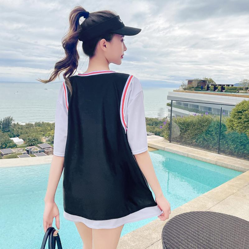 【CHILALA】ชุดว่ายน้ำสตรีกีฬาอนุรักษ์นิยมแบ่งสามชิ้นเกาหลีอินซูเปอร์ ...