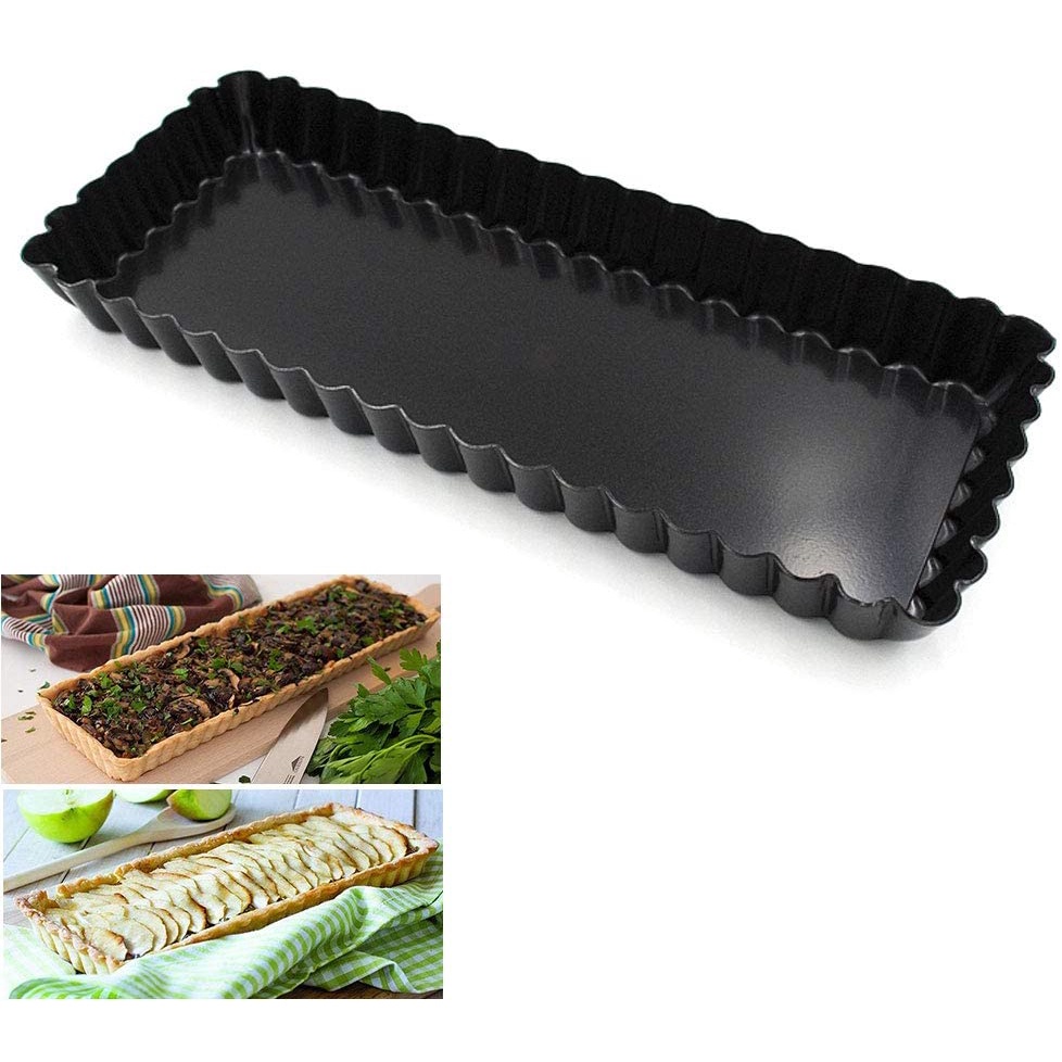 Flan Pan Rectangular Tart Tin Quiche Pan With Loose Base Non-Stick ...