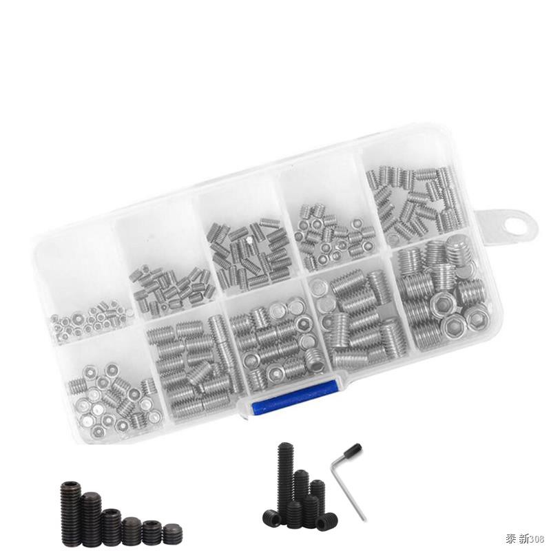 AXK 200Pcs Allen Head Socket Hex Set Grub Screw Assortment Cup Point ...