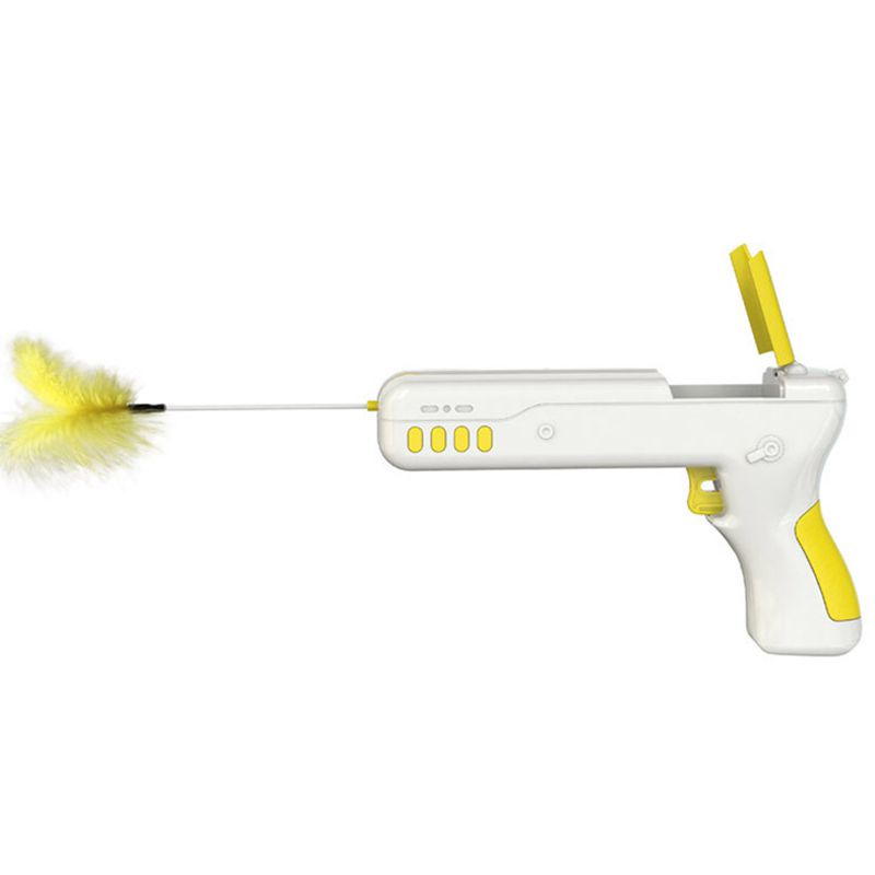 Funny Interactive Cat Toy With Feather Ball Cat Stick Gun for Kittens ...