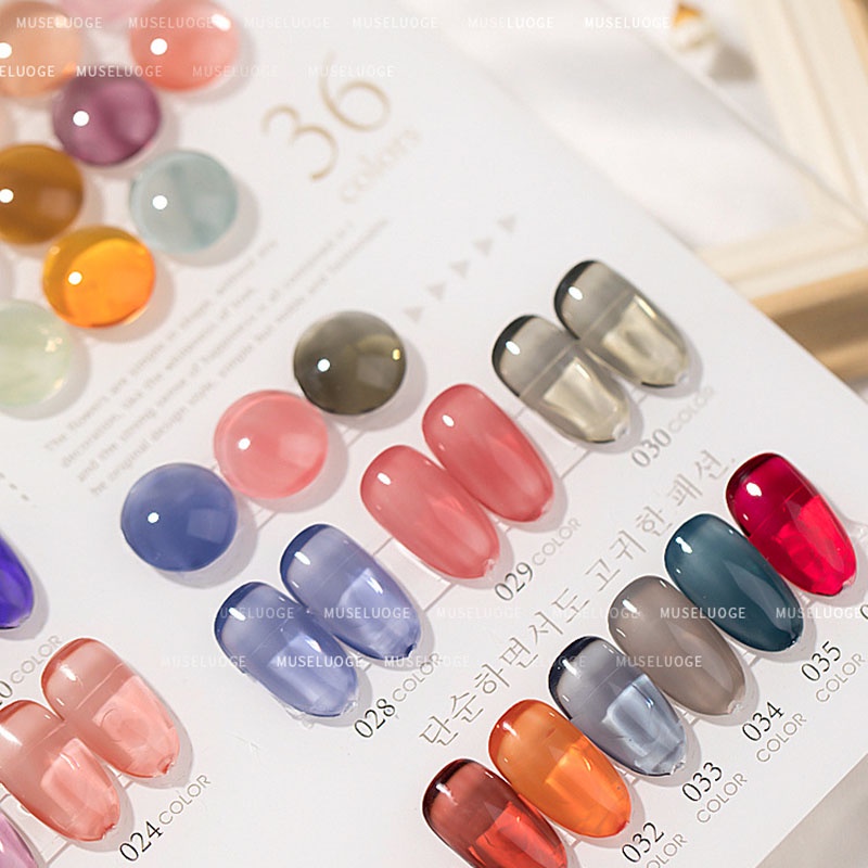 15ml Transparent Gel Nail Polish 36 Color Color UV Soak Off Gel Varnish Ice Through Jade Nail ...