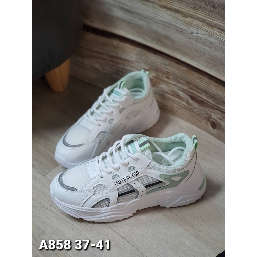 รองเท้าผ้าใบเสริมส้นผูกเชือกสไตล์เกาหลีเสริมส้น1.5นิ้วA858ไซส์37-40ไซส์ ...