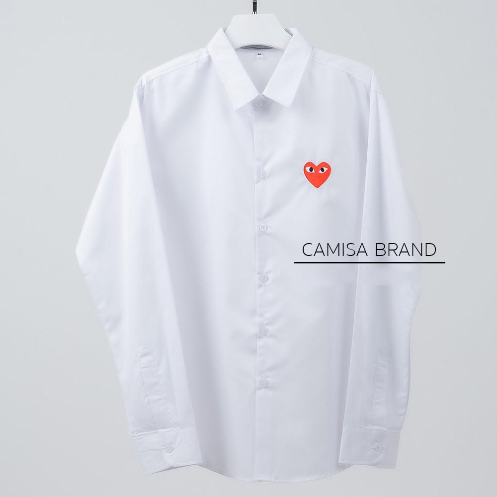 ใส่โค้ด WMENHA ซื้อ 2 ตัวลด 125 CAMISA BRAND สีขาว-ใจแดง(C53) ผ้าCotton เสื้อทำงาน เสื้อใส่ ...