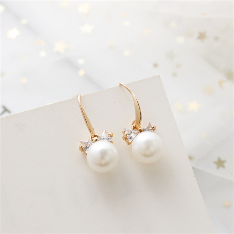 Qqww ต่างหูแฟชั่น ประดับโบว์ เพชร เพทาย มุก ขนาดใหญ่ สไตล์เกาหลี ...