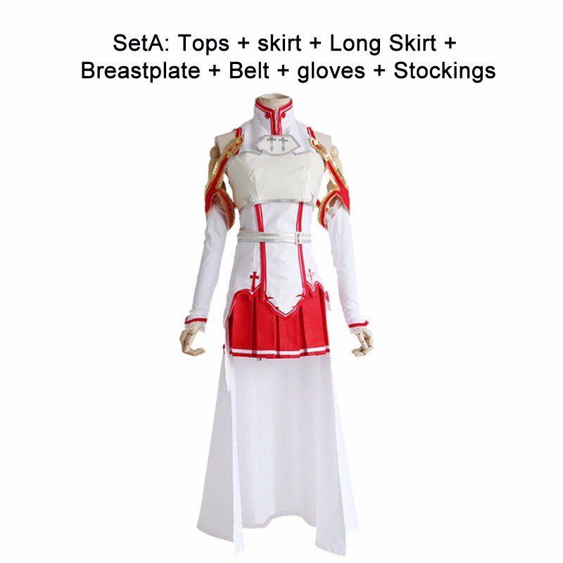 New Anime Sword Art Online Asuna Yuuki Cosplay Costume Women SAO Dress ...