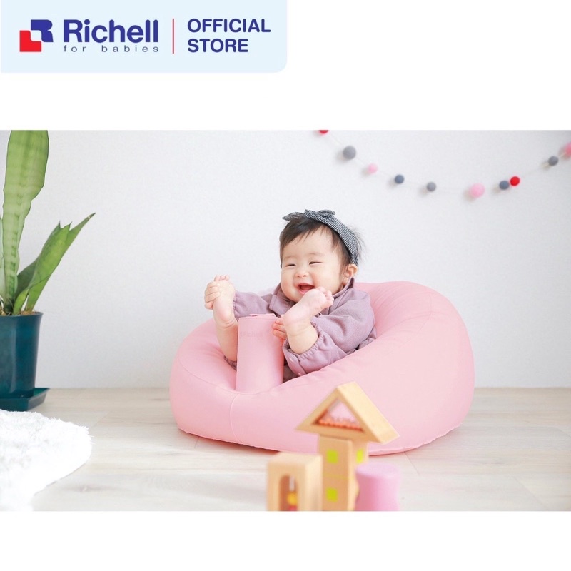 Richell ริเชล (ริชเชลรีเชล) Soft Baby Sofa เก้าอี้ปั้มลมโซฟา แบบผ้ากำมะหยี่ พกพาสะดวก เก้าอี้ฝึก ...