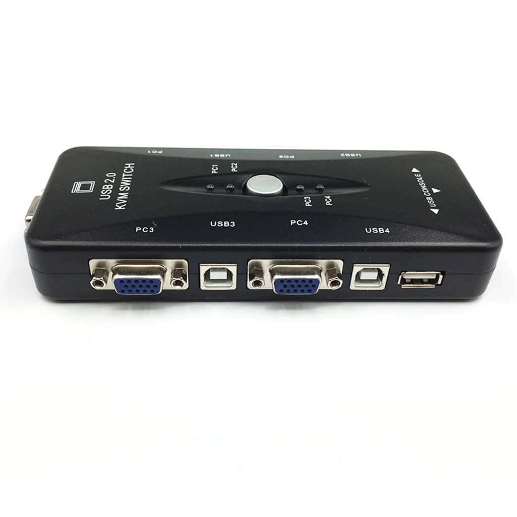 4 Port USB 2.0 KVM VGA SVGA Switch Hub Box Adapter Connector for PC ...