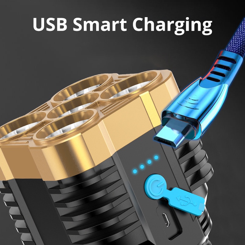 Suer Bright LED Tactical Flashlight USB Rechargeable owerful Flash ...