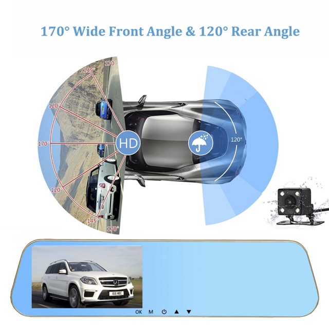 NTP ส่งด่วน 1 วัน XH-303 กล้องติดรถยนต์ 4.3นิ้ว (กระจกตัดแสง กล้องหน้า ...