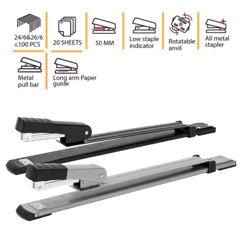 เครื่อง เย็บ กระดาษ ตัวยาว เย็บลึก เย็บ มุงหลังคา เดลี่ Deli 0334 Long ...