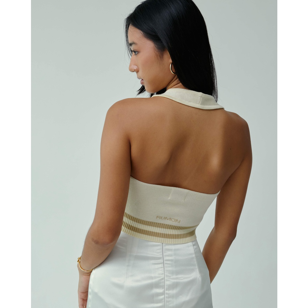 RUMON OFFICIAL - Knit Backless Halter Tank Top เสื้อครอปคล้องคอผ้า knit ...