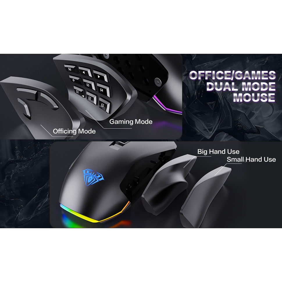 เมาส์AULA H510 Gaming Mouse Wired RGB 10000 DPI USB Computer Mouse ...