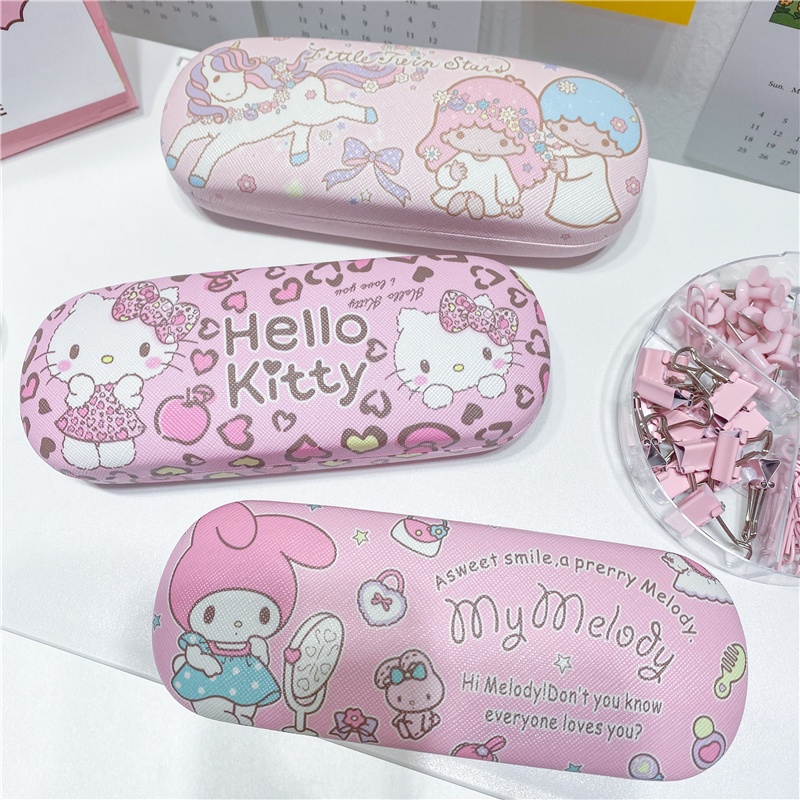 kawaii Hello Kitty anime Glasses Case PU Leather Eye Case Kitty Cat ...