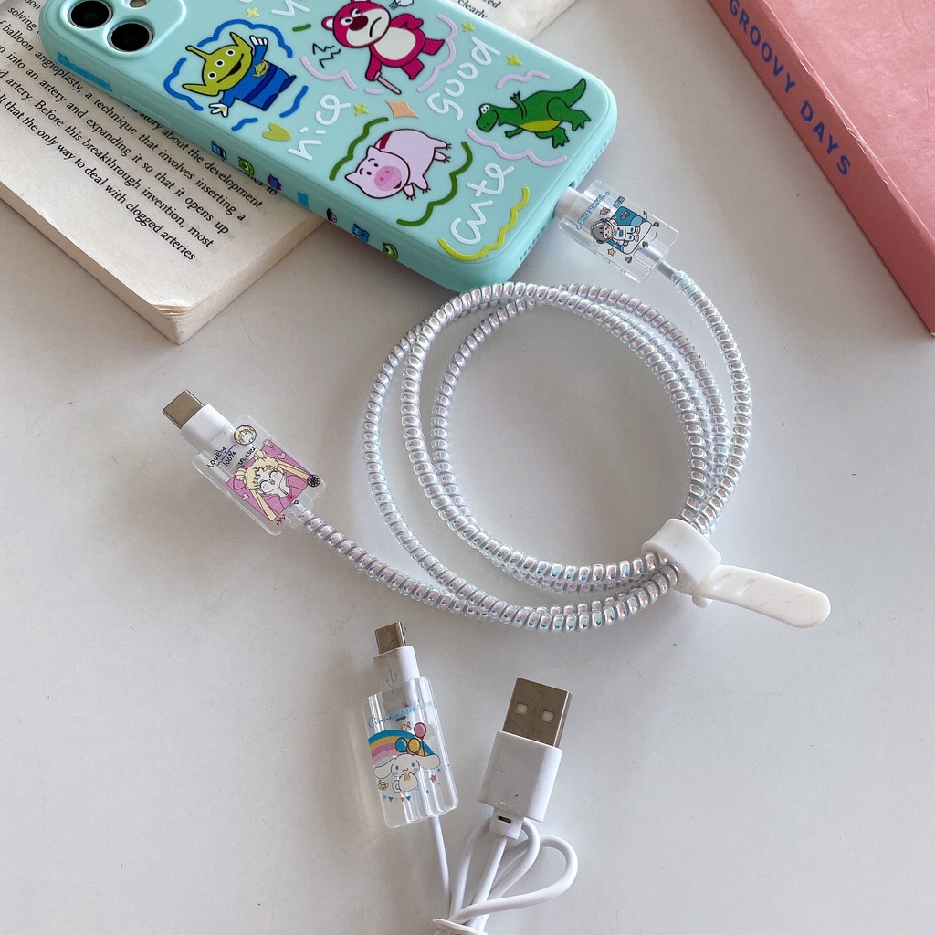 【ส่งจากไทย】Cable Bite TPU นิ่ม ที่กันสายหัก ลายการ์ตูน cable protector สำหรับ สายชาร์จ iP ...