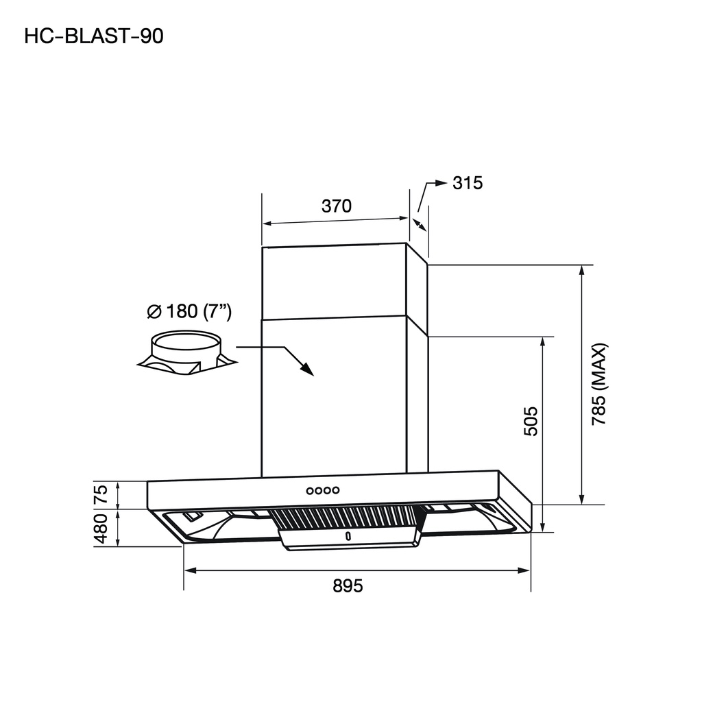 EVE เตาแก๊ส 2 หัว แบบฝัง HB70-2BWKBG เครื่องดูดควันติดผนัง HC-BLAST-90 ...