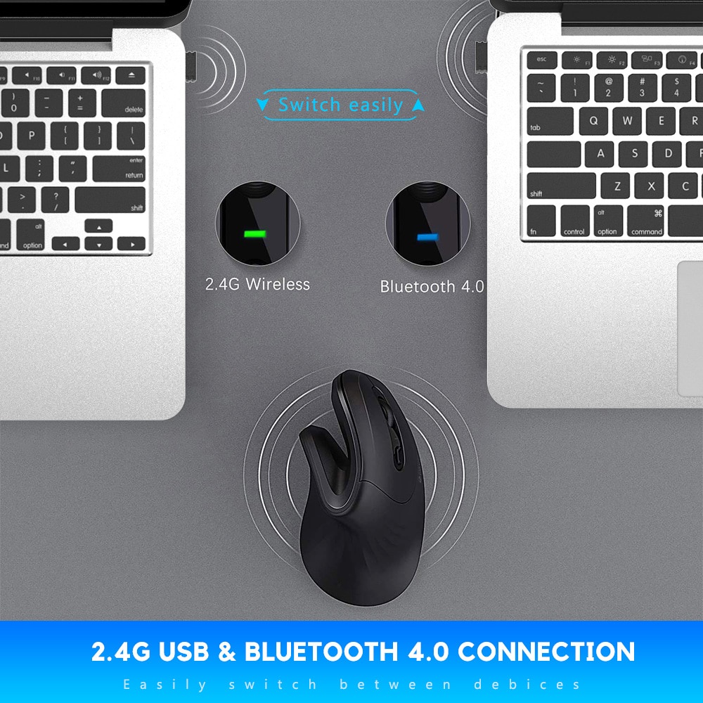 DAREU Bluetooth USB Dual Mode Vertical Wireless Mouse Ergonomic Skin ...