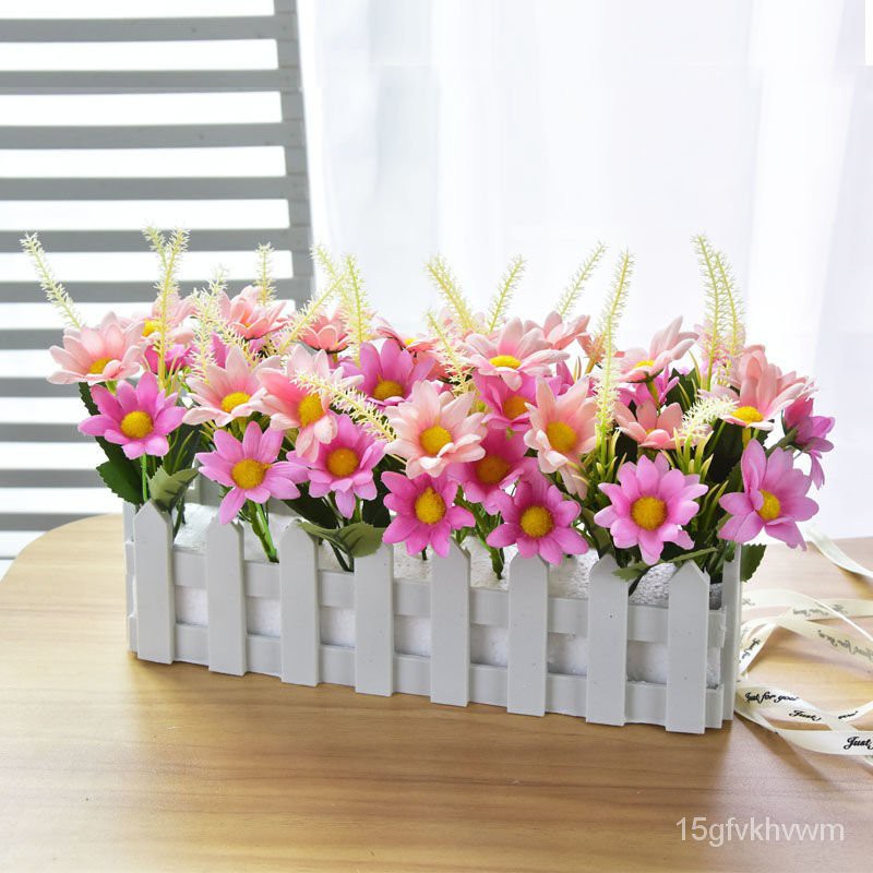 Fake flower potผ้าไหมดอกไม้พลาสติกการจัดดอกไม้ช่อดอกไม้แห้งรั้วดอกไม้ ...