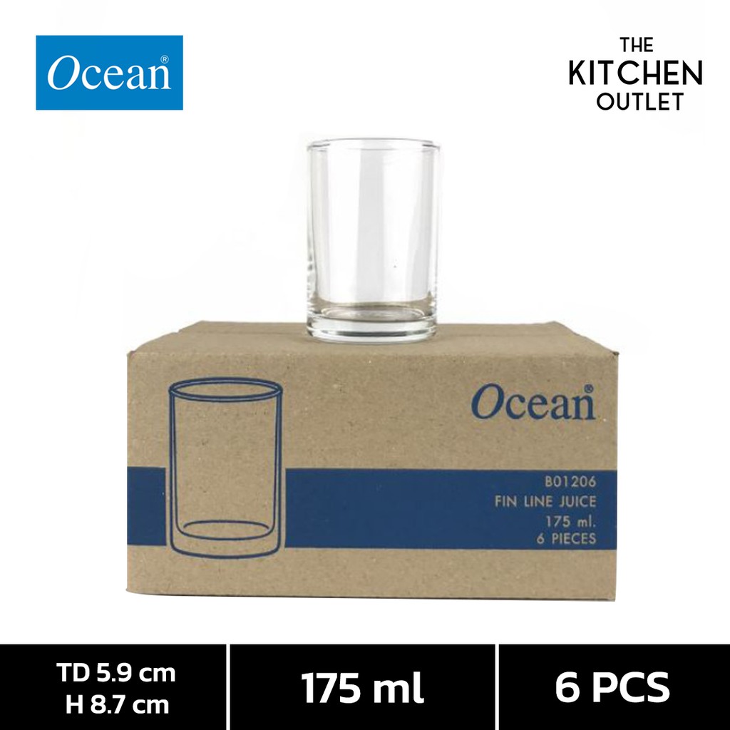 (6ใบ) Ocean Glass แก้วน้ำ 175 ml B01206 FIN LINE JUICE 175 ml. แก้วน้ำ ...