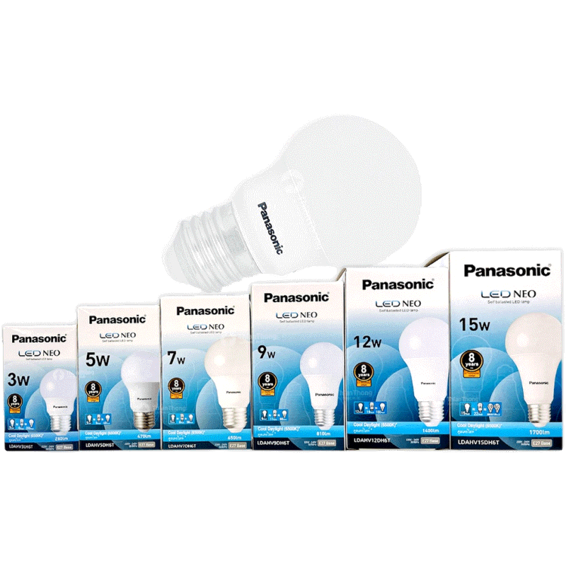 Panasonic หลอดไฟ พานาโซนิค LED Bulb Neo 3W 5W, 7W, 9W. 12W, 15W ขั้ว E27 | Shopee Thailand
