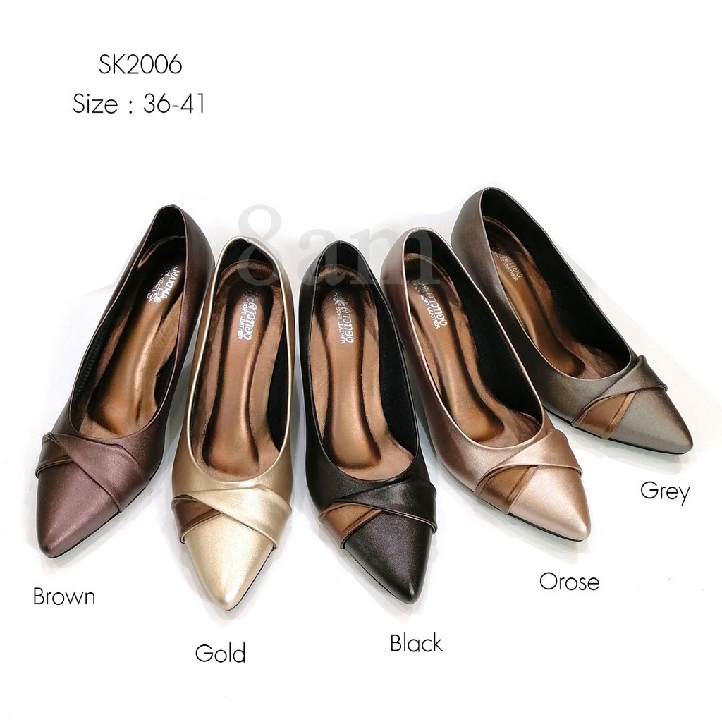 8am รองเท้าคัทชู รองเท้าใส่ทำงาน รองเท้านักเรียน ทรงหัวแหลม ส้นสูง2นิ้ว ...