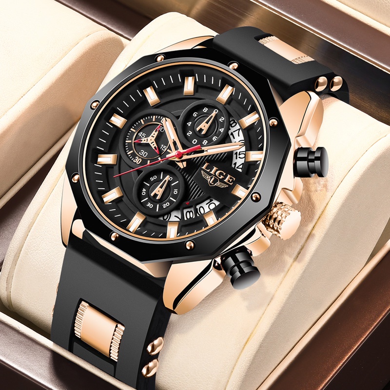 LIGE Sports Mens Watch Top Brand Luxury Waterproof Quartz Wristwatch ...